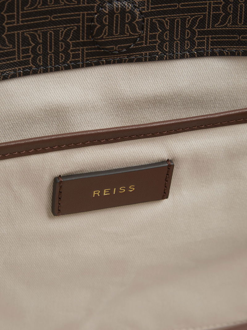 REISS Dani Bloom Logo Tote Bag in Chocolate/Tan | endource
