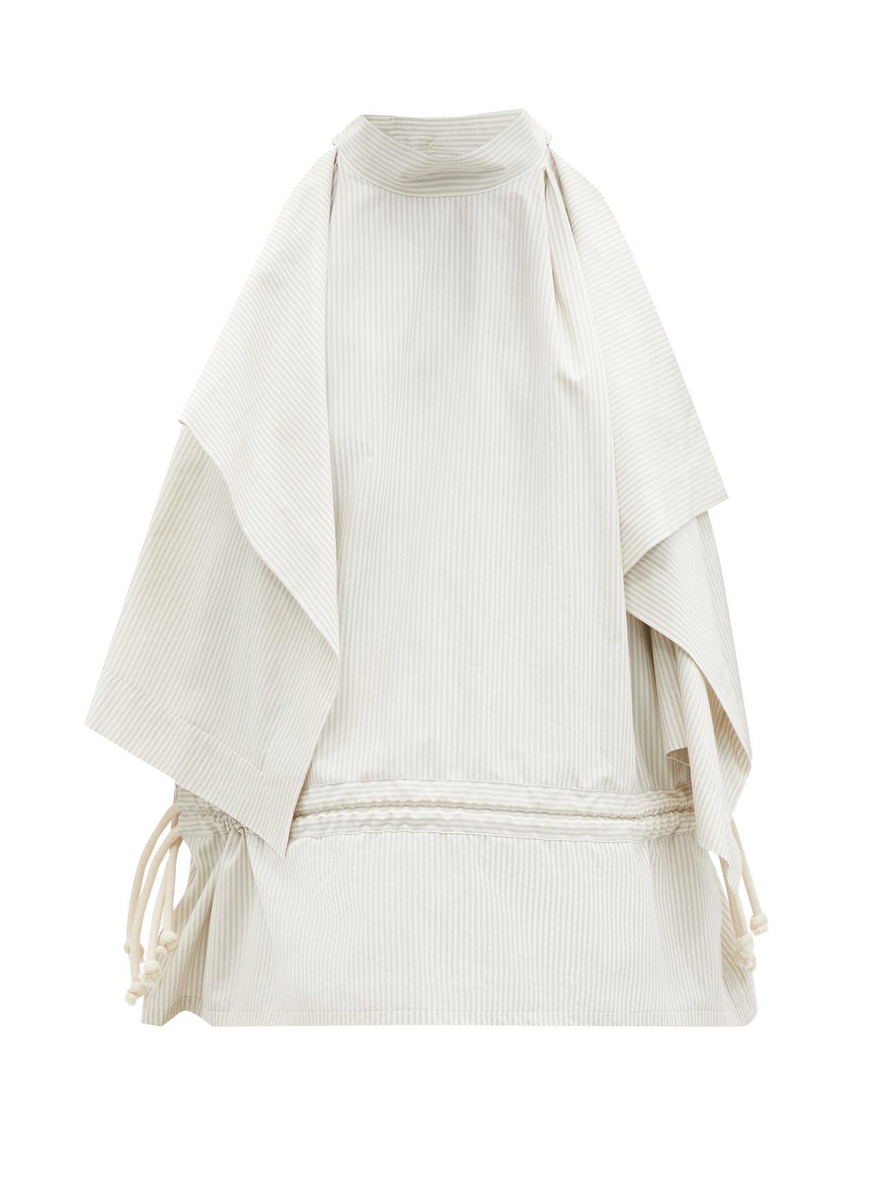 LEMAIRE Drawstring-Waist Draped Cotton-Blend Poplin Top in Ivory | endource