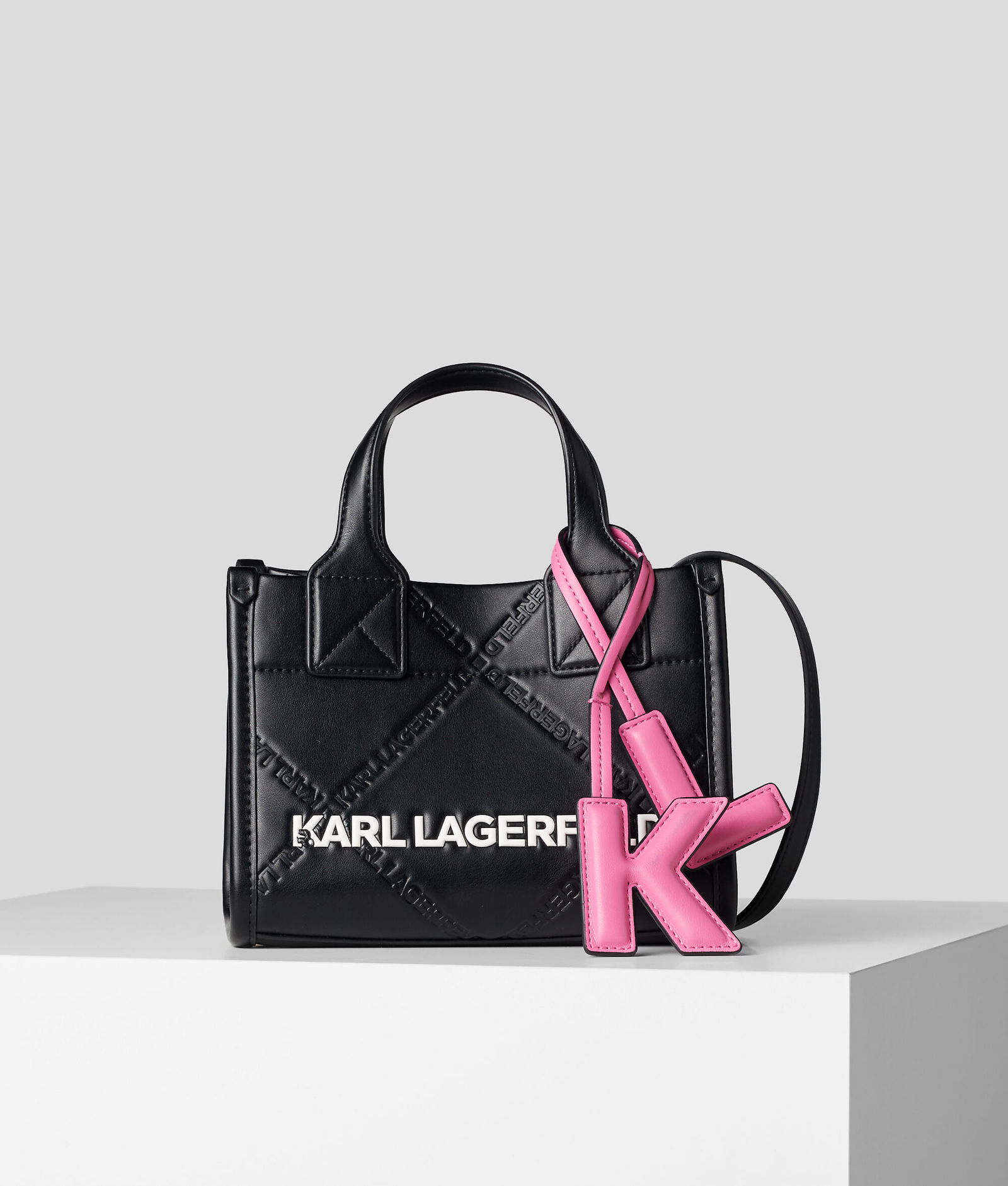KARL LAGERFELD K/Skuare Embossed Small Tote Bag in Black | endource