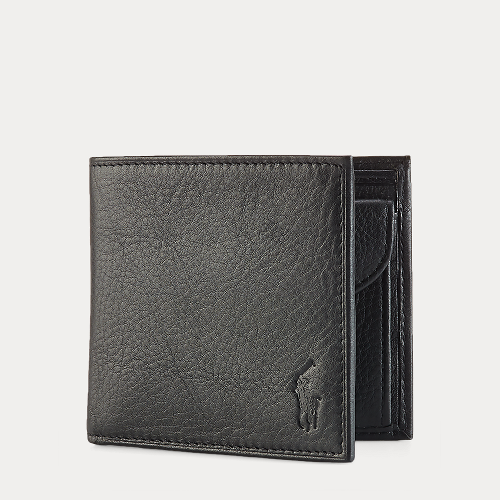 POLO RALPH LAUREN Coin-Pocket Leather Wallet in Black | Endource
