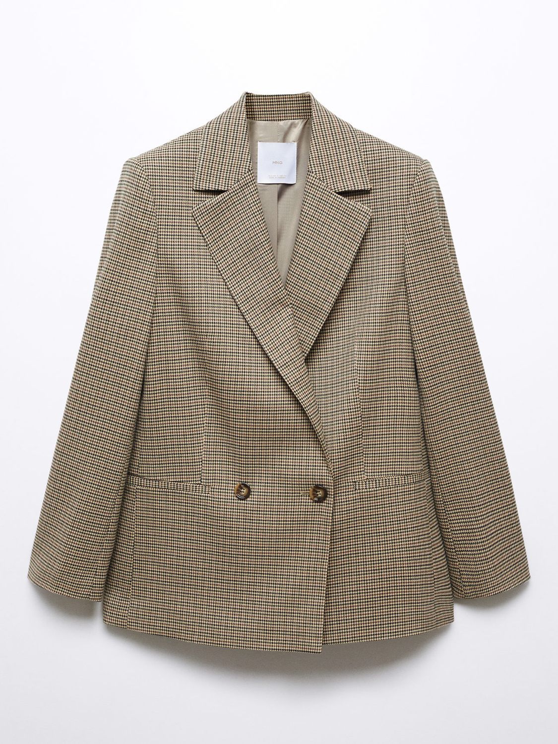 MANGO Charlotte Small Check Blazer in Brown | endource