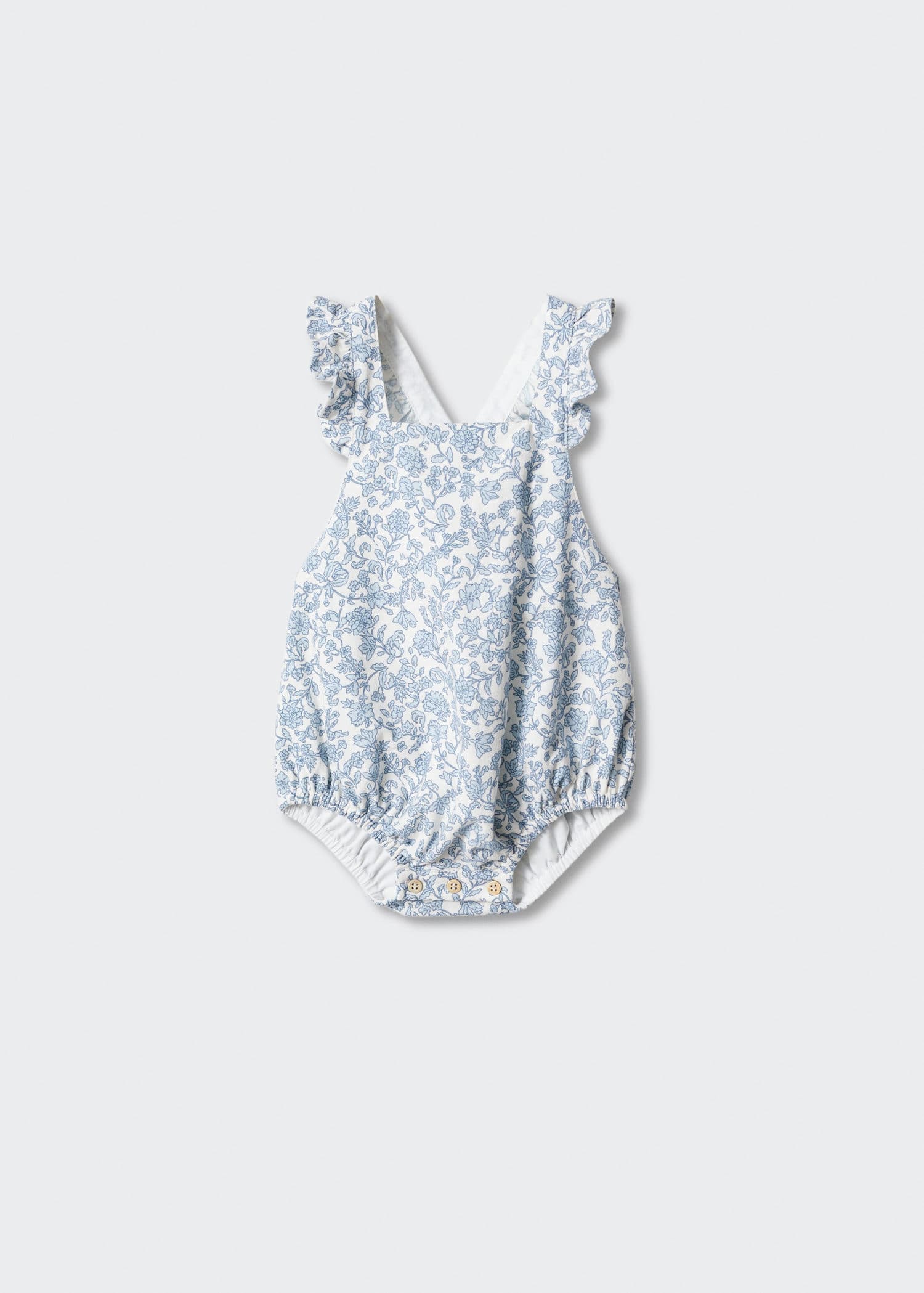 MANGO Cotton Floral Romper in Off White | Endource