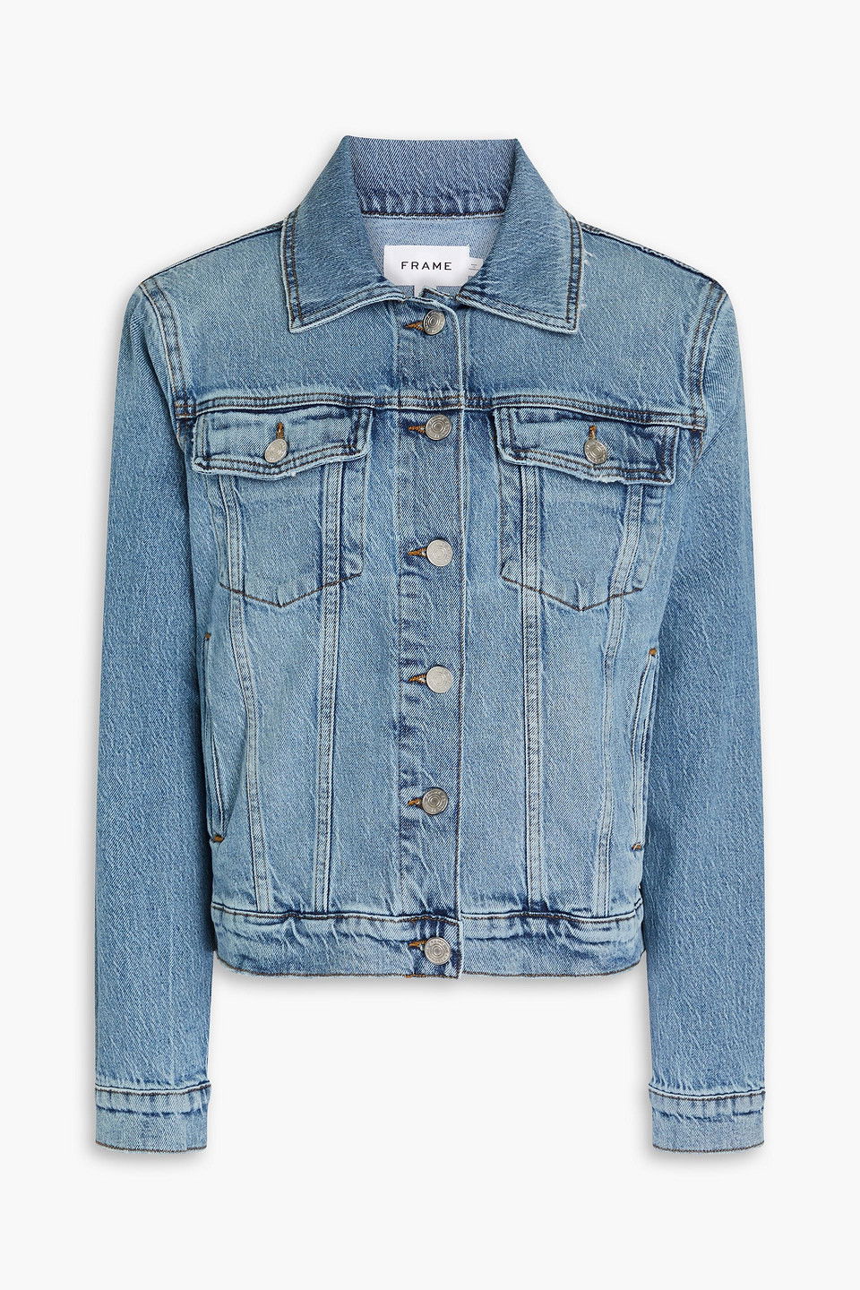 FRAME Le Vintage Faded Denim Jacket in Blue | endource