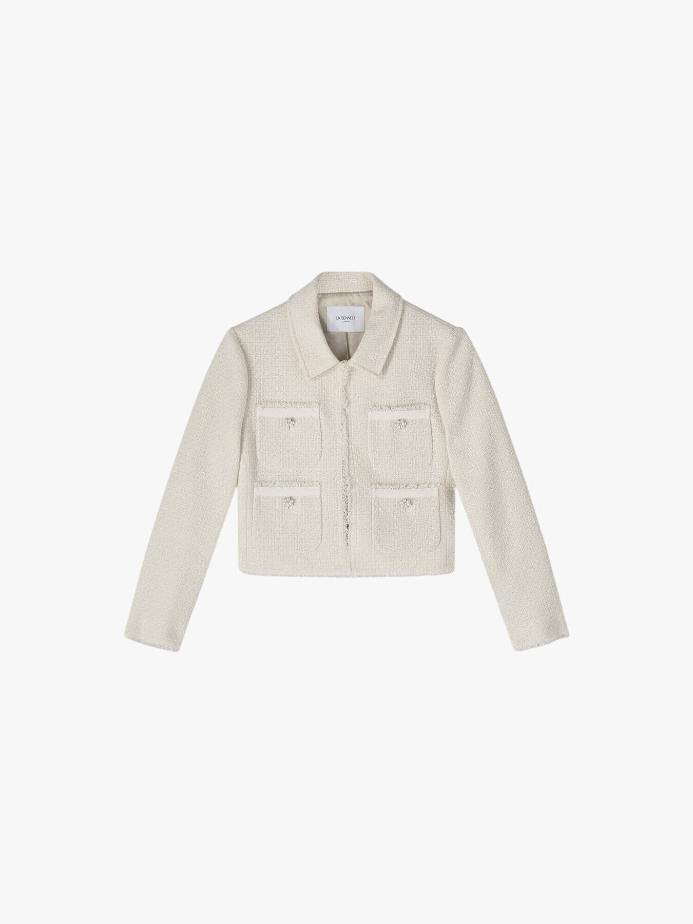 L.K. BENNETT Ada Recycled Cotton Tweed Jacket in Beige | endource