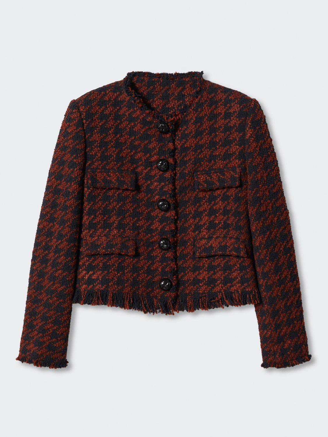 MANGO Ivana Tailored Dogtooth Jacket in Orange/Black | endource