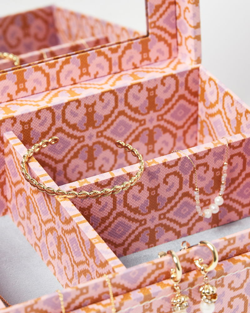 OLIVER BONAS Mica Floral Jewellery Box Large in Pink | endource