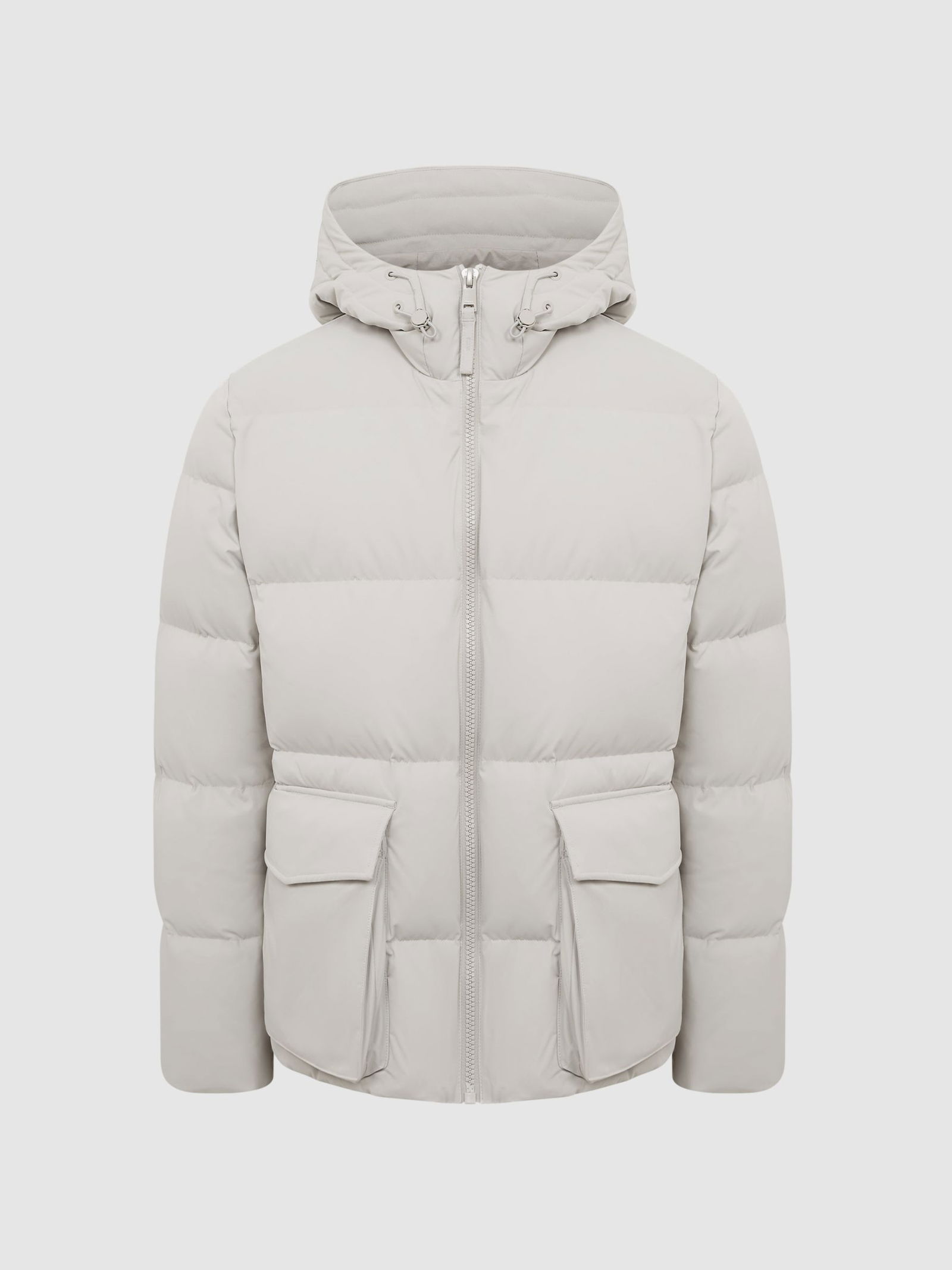 REISS Ryder Short Puffer Jacket in Stone | Endource