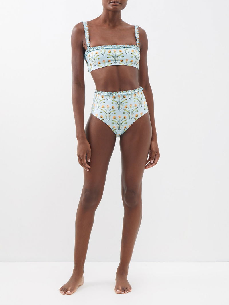 AGUA BY AGUA BENDITA Nopal Floral Bikini Briefs in Blue | Endource