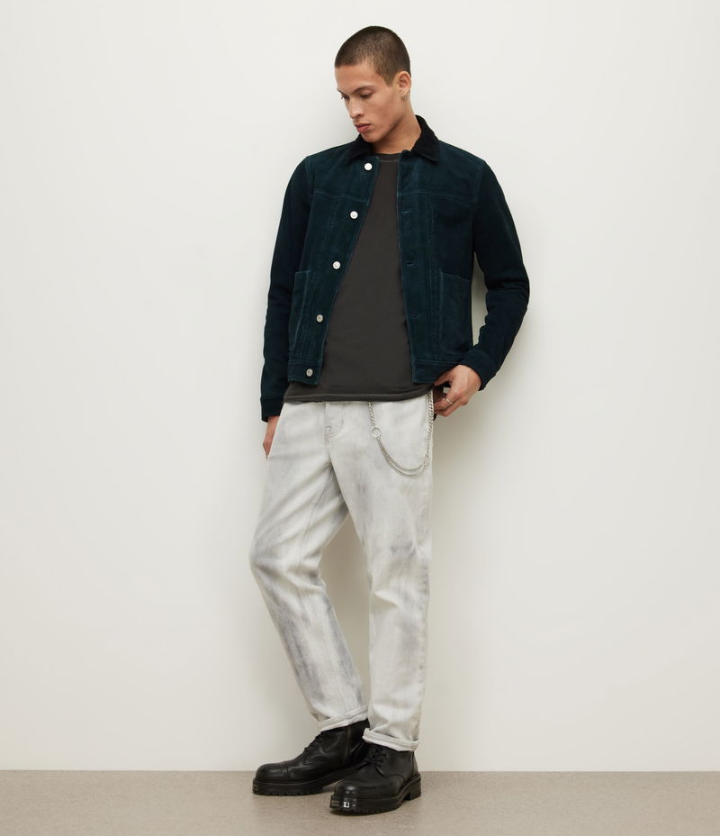 ALLSAINTS Fuse Suede Trucker Jacket in Cosmic Blue | Endource