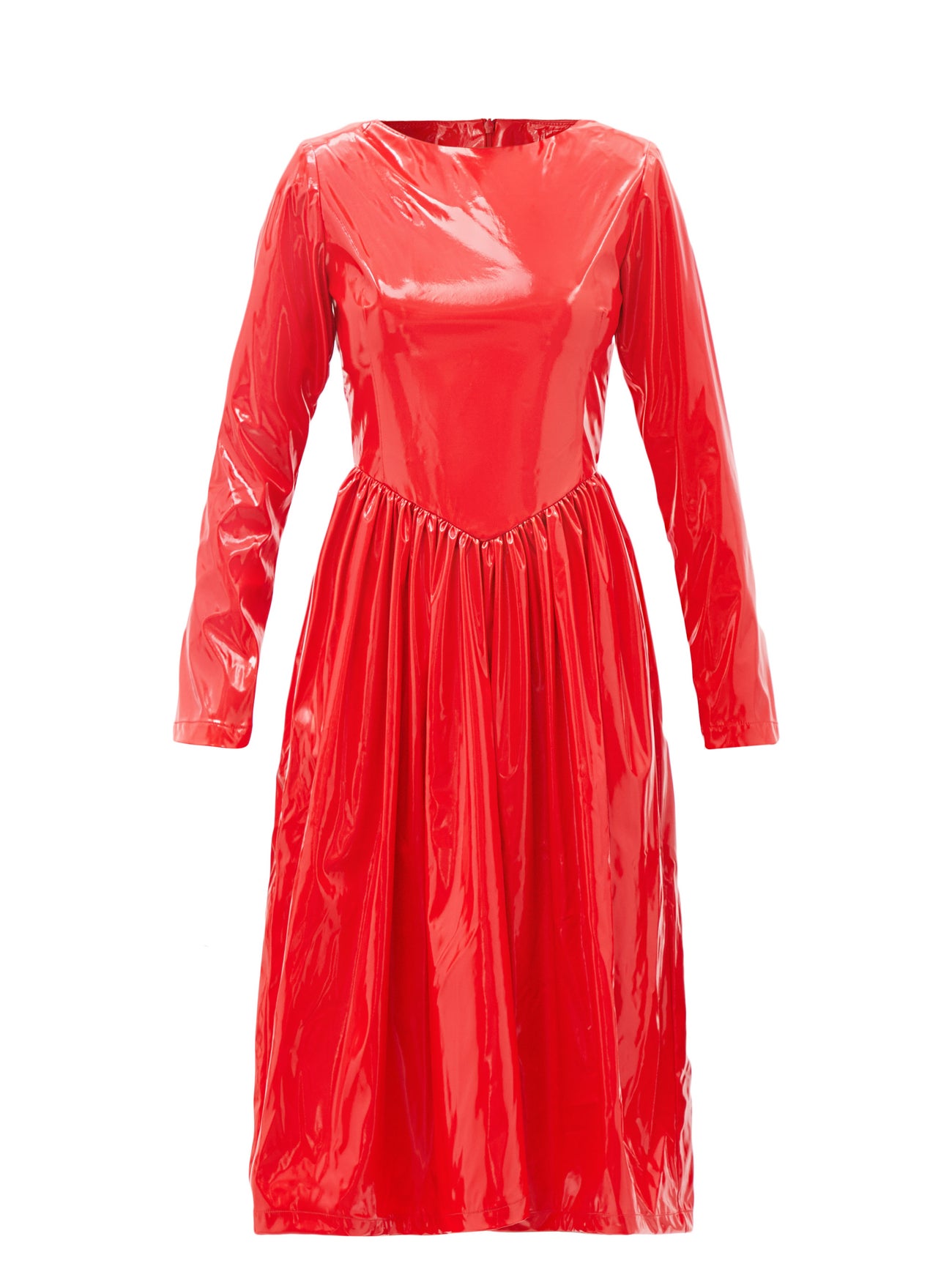 BATSHEVA Willow PVC Dress in Red | endource