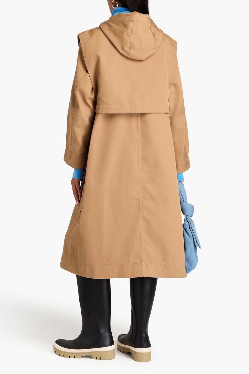 GANNI Twill Hooded Coat in Neutral | Endource