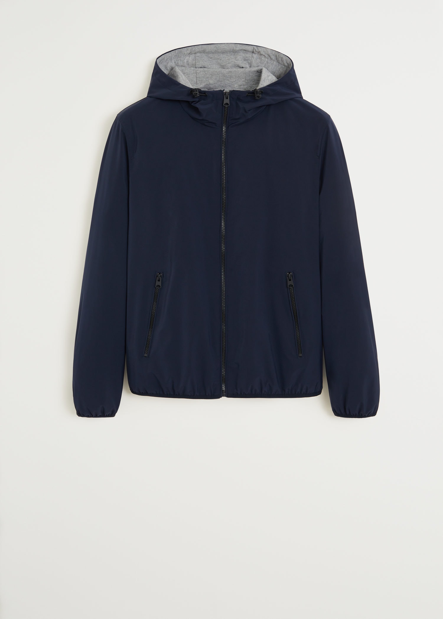 MANGO Raincoat Hooded Jacket in Dark Navy | endource