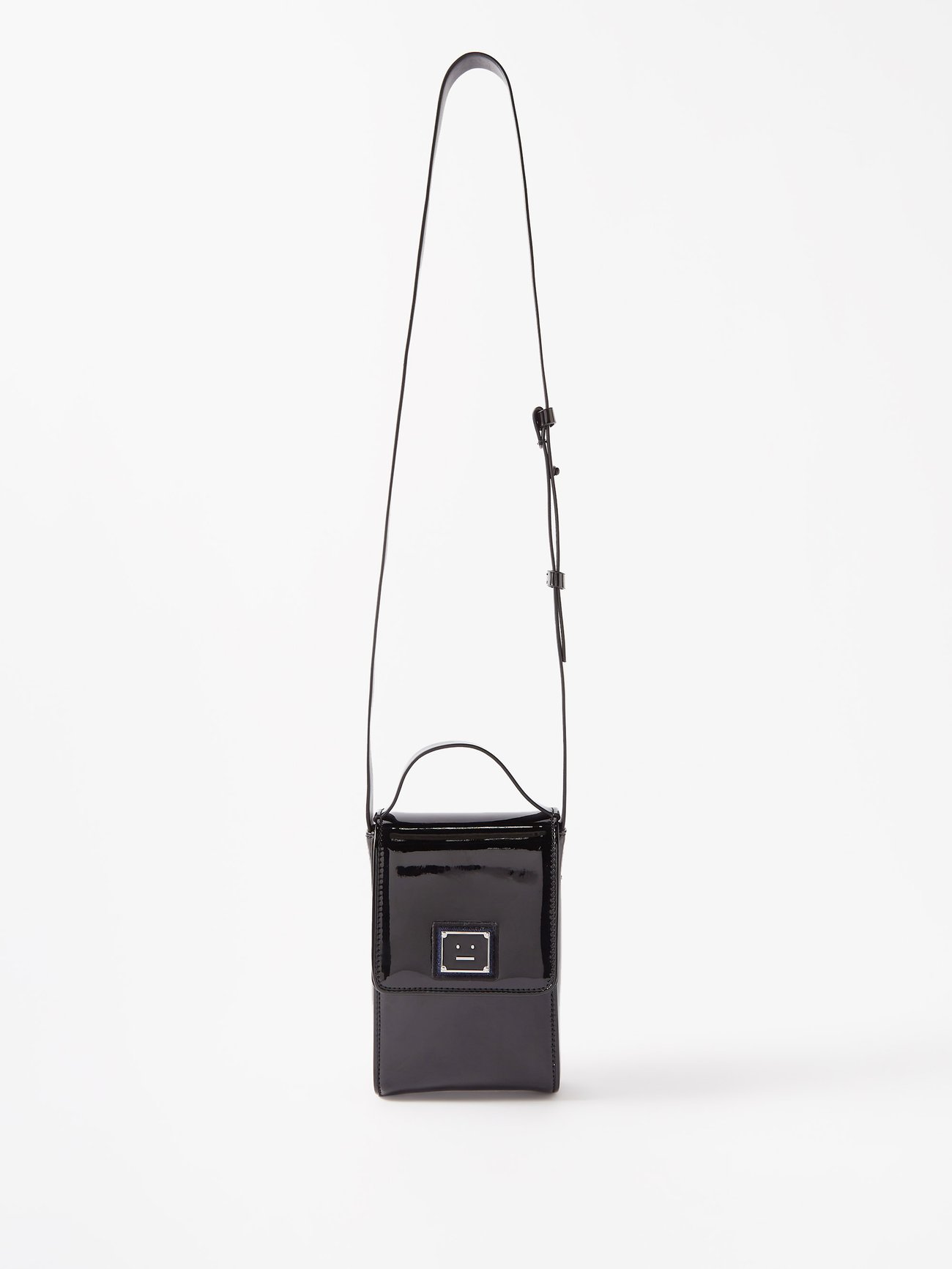 ACNE STUDIOS Akki Face-Patch Faux Patent-Leather Cross-Body Bag in ...