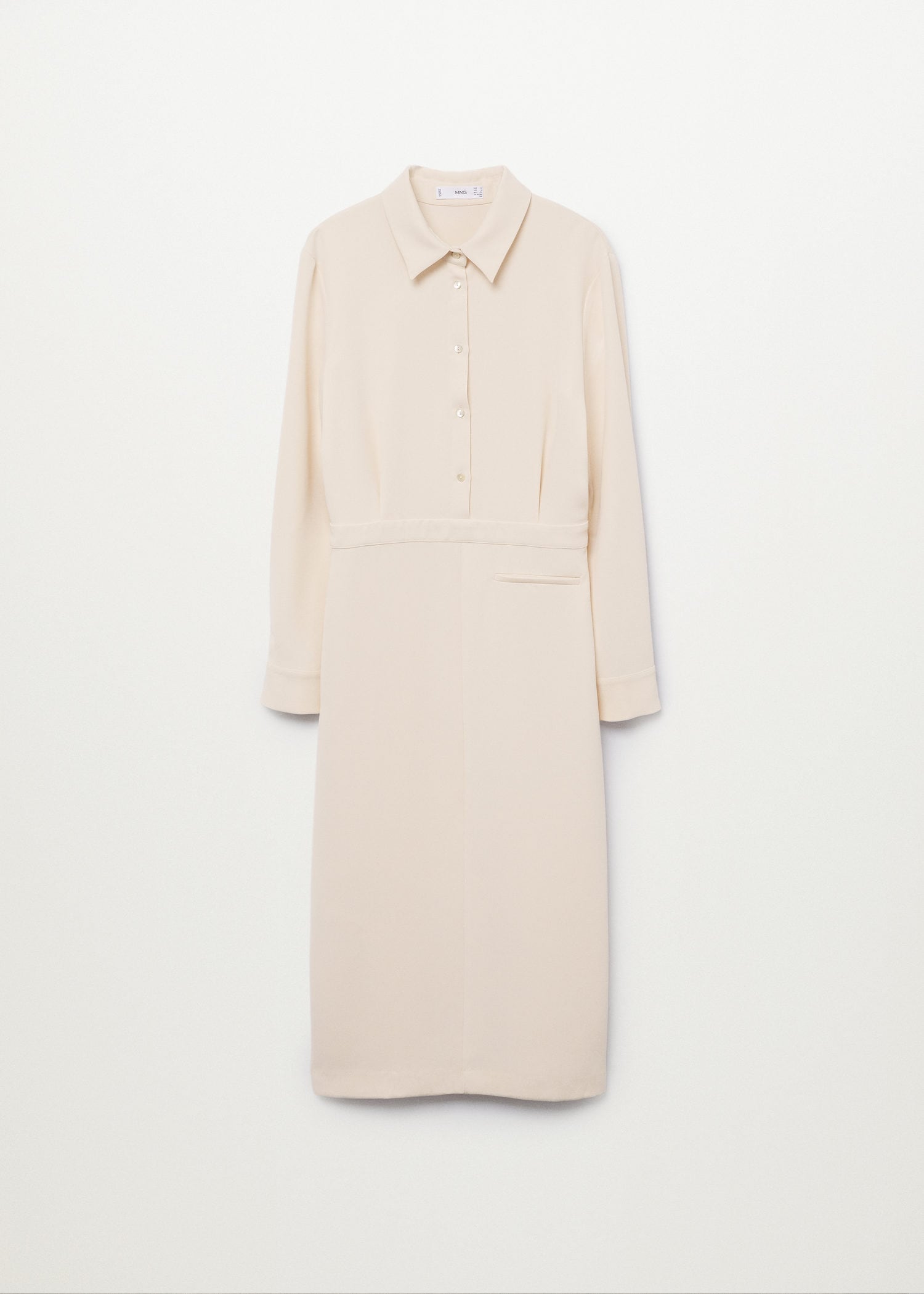 MANGO Button Shirt Dress in Off White | endource