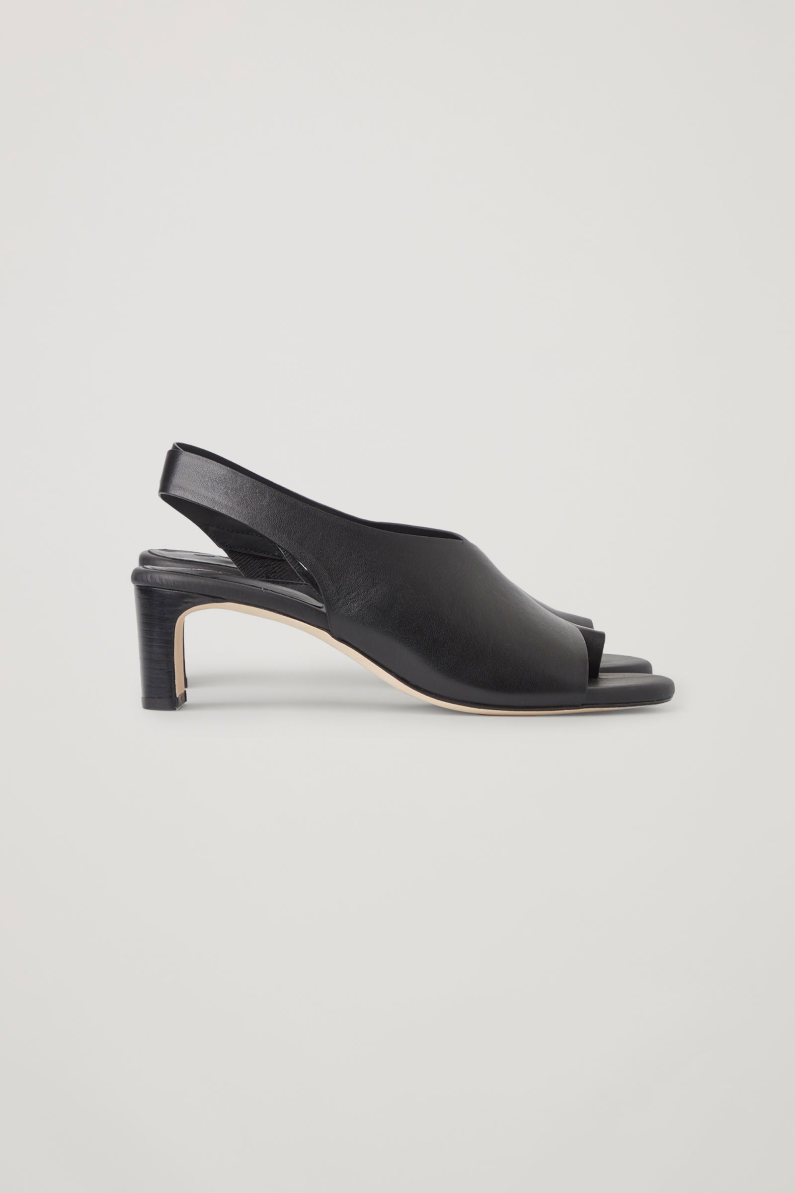 COS Leather Strapped Thong Heel Mules in Black | Endource
