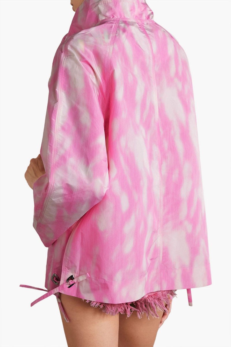 GANNI Tie-Dyed Shell Raincoat in Pink | Endource