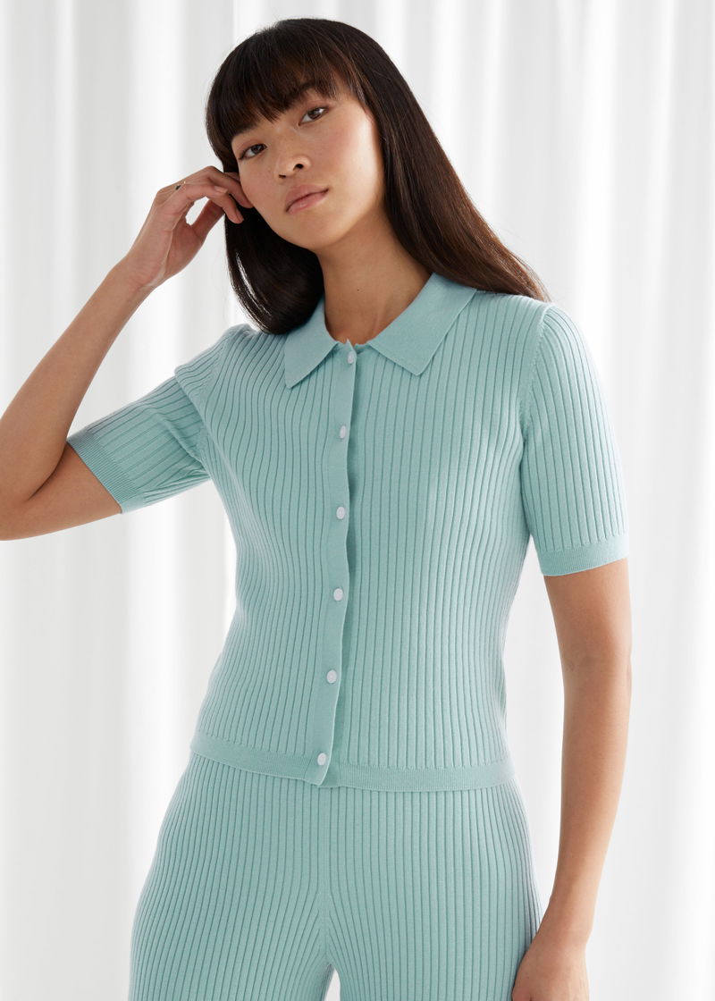 & OTHER STORIES Fitted Button Up Knit Top | endource