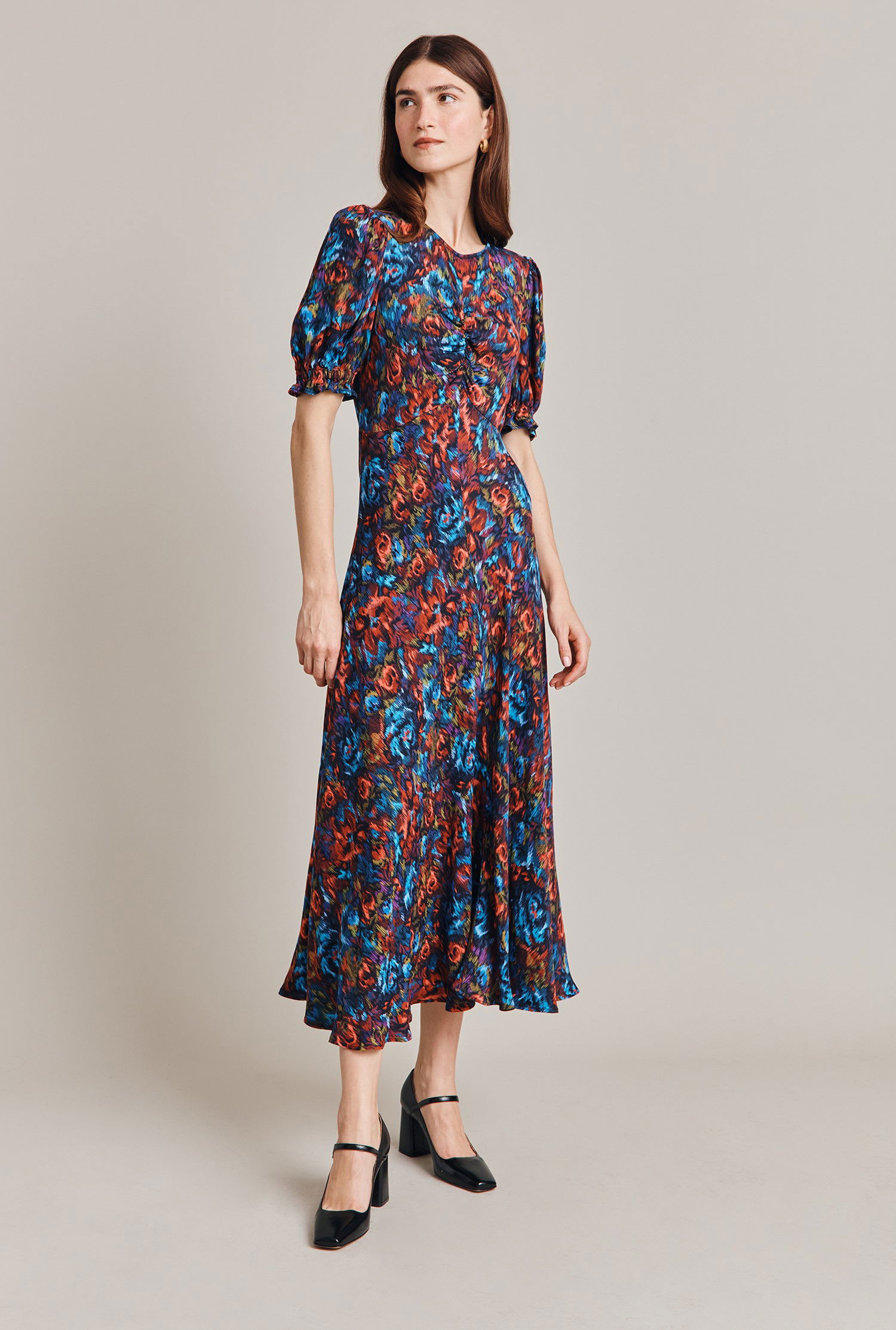 GHOST Lainey Crepe Midi Dress | endource