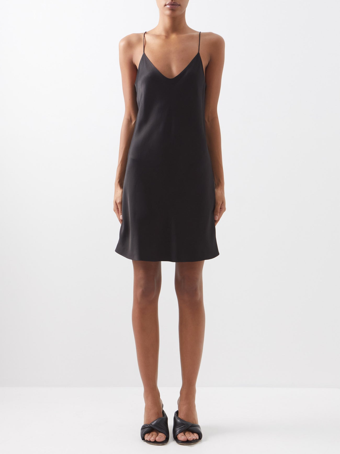 RAEY Thin-Strap Satin Dress in Black | Endource
