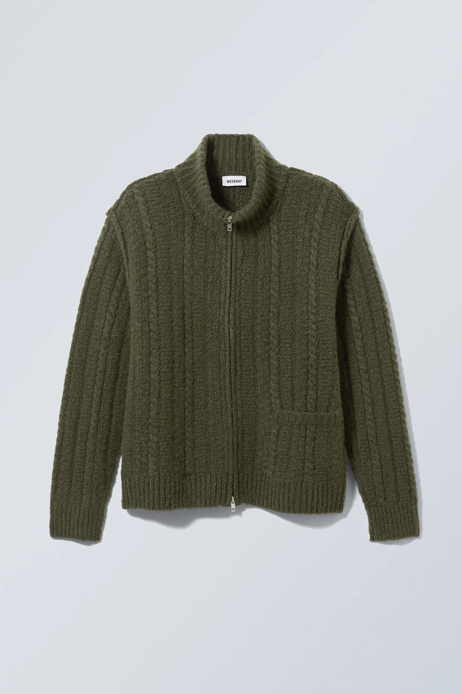WEEKDAY Mattias Knit Cardigan in Dark Khaki | Endource