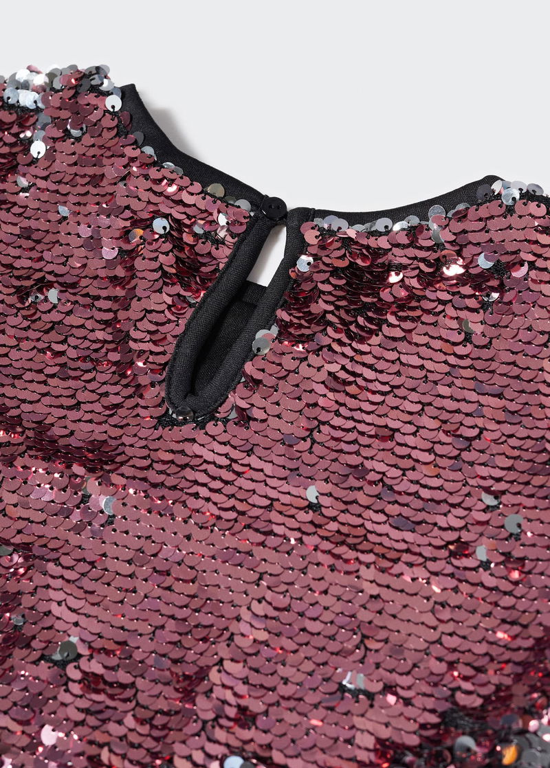 MANGO Reversible Sequins Dress in Pink | Endource