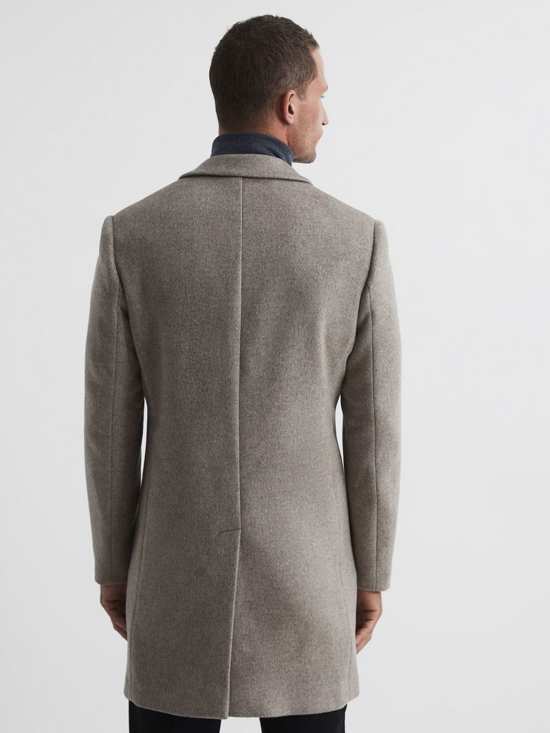 REISS Gable Single Breasted Overcoat in Oatmeal | endource