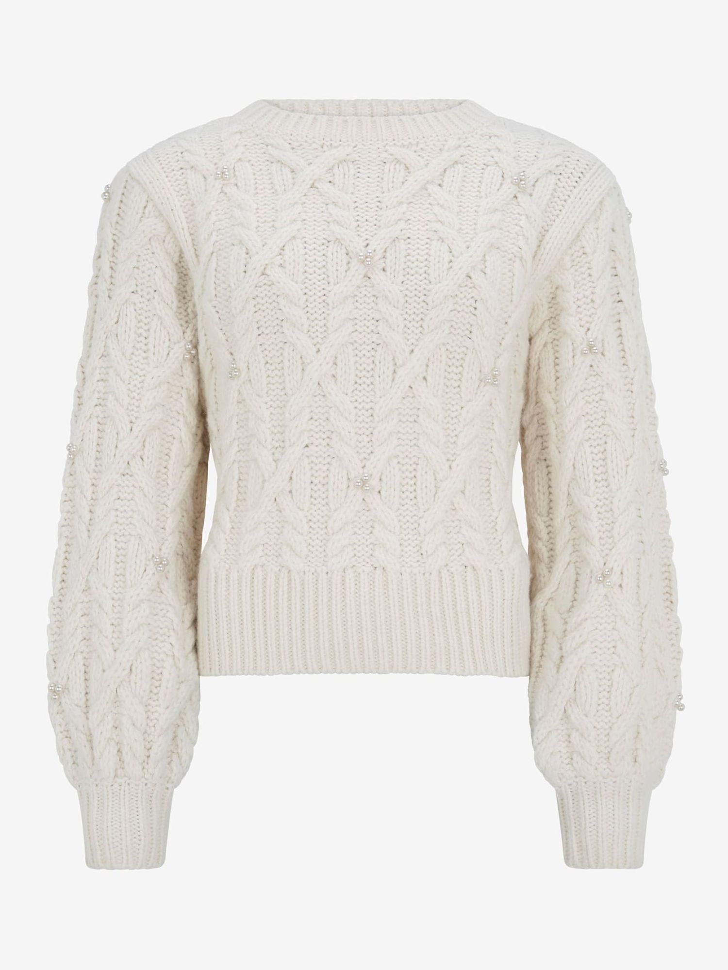 MINT VELVET Pearl Cable Knit Jumper in Natural | endource