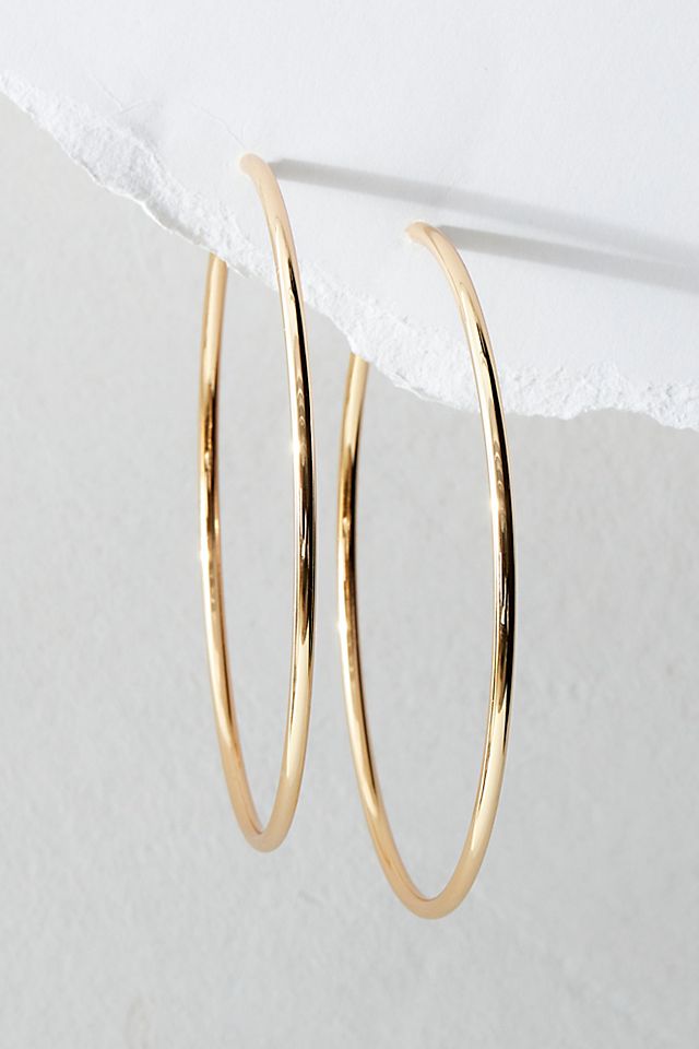 FREE PEOPLE 14k Gold Plated Omega Closure Hoops in White Gold | endource