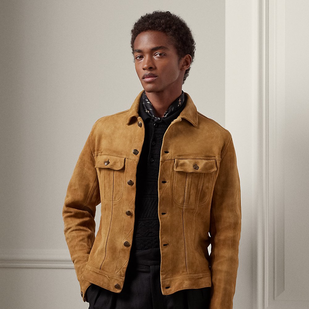 RALPH LAUREN PURPLE LABEL Clifton Suede Trucker Jacket | Endource