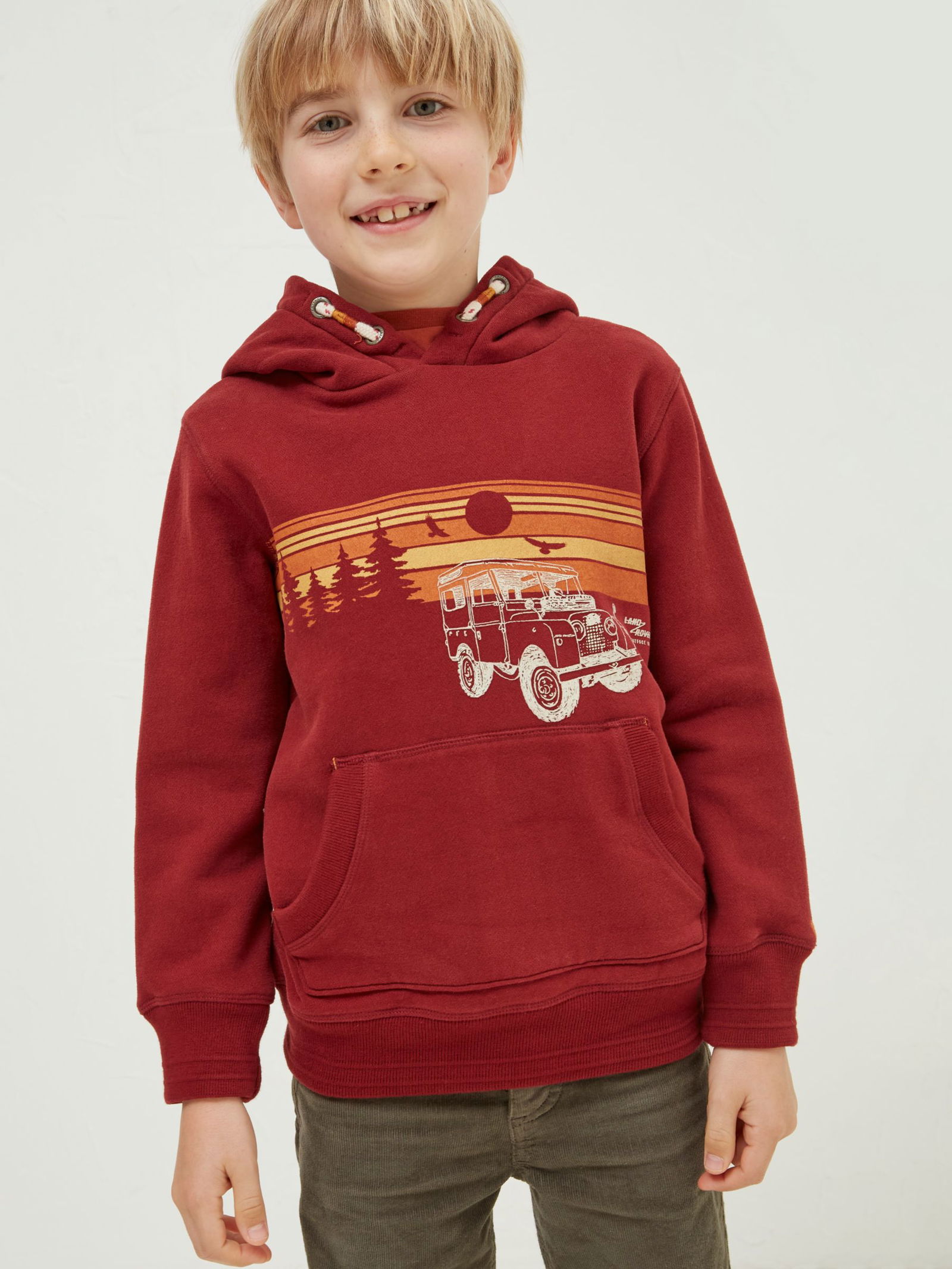 FATFACE Kids' Land Rover Popover Hoodie | Endource