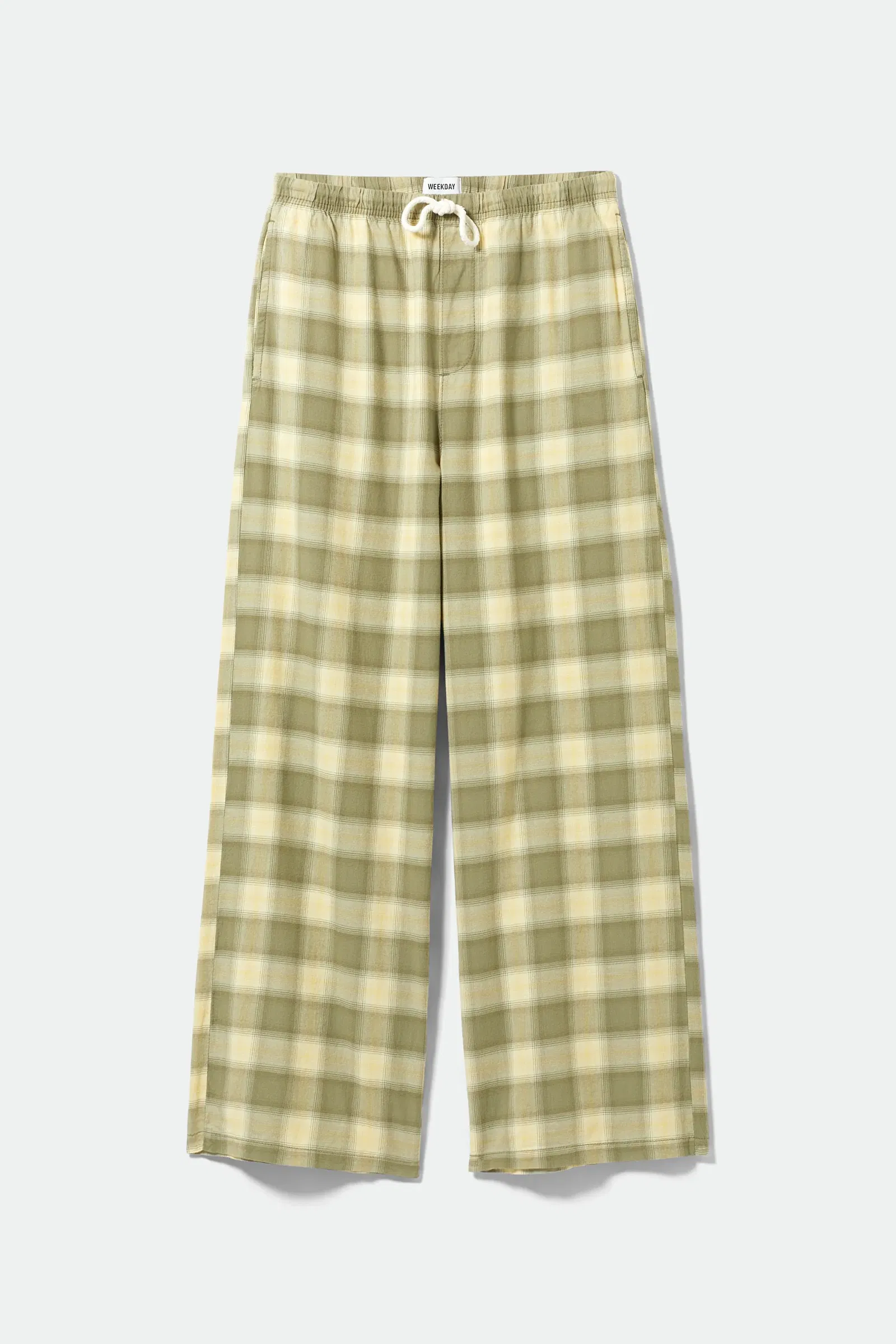 WEEKDAY Dream Oversized Check Joggers in Light yellow | endource