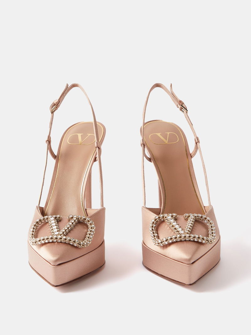 Valentino V-Logo 120 Platform Pumps in Beige | endource