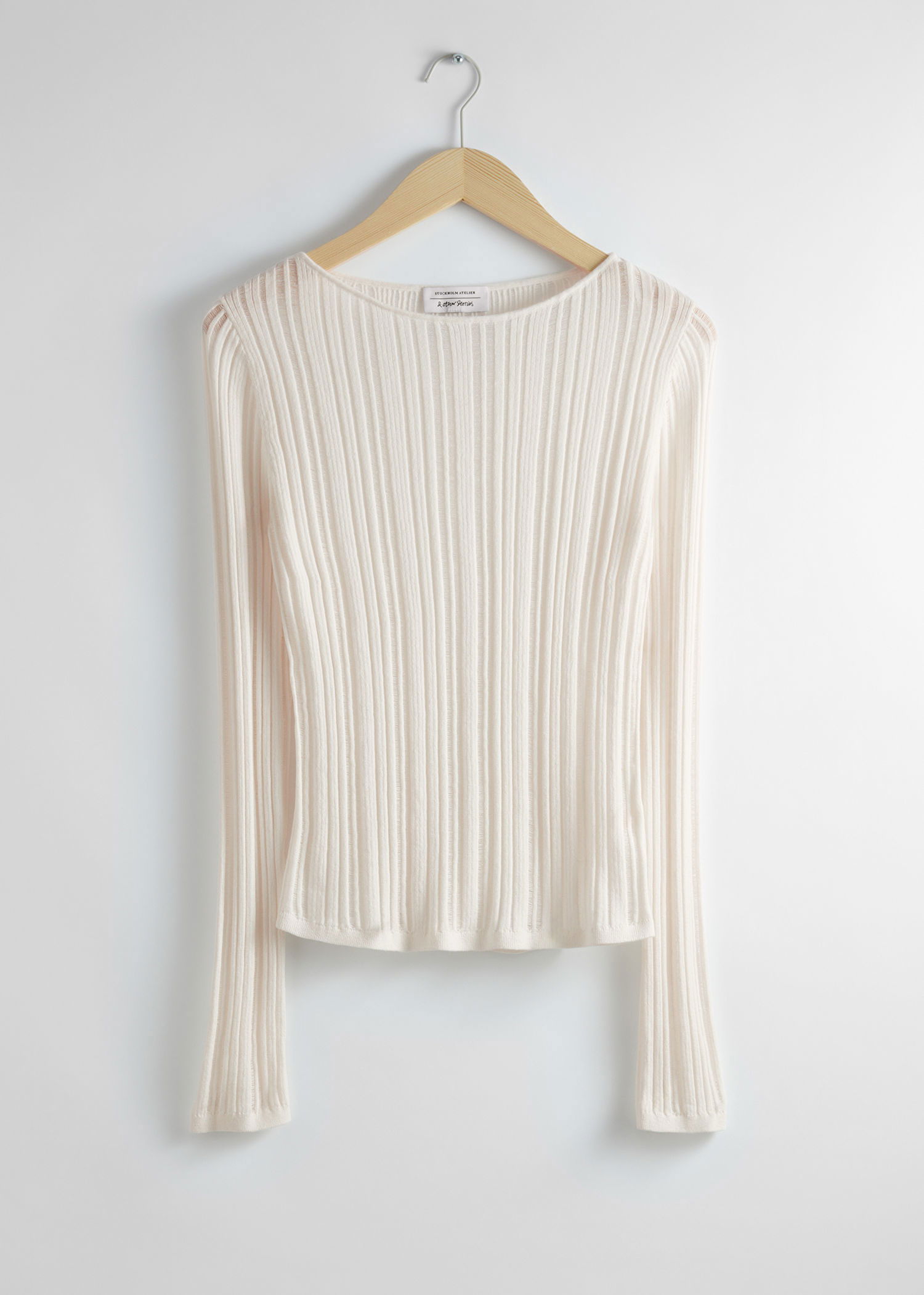 And Other Stories Sheer Rib Knit Top In Cream Endource