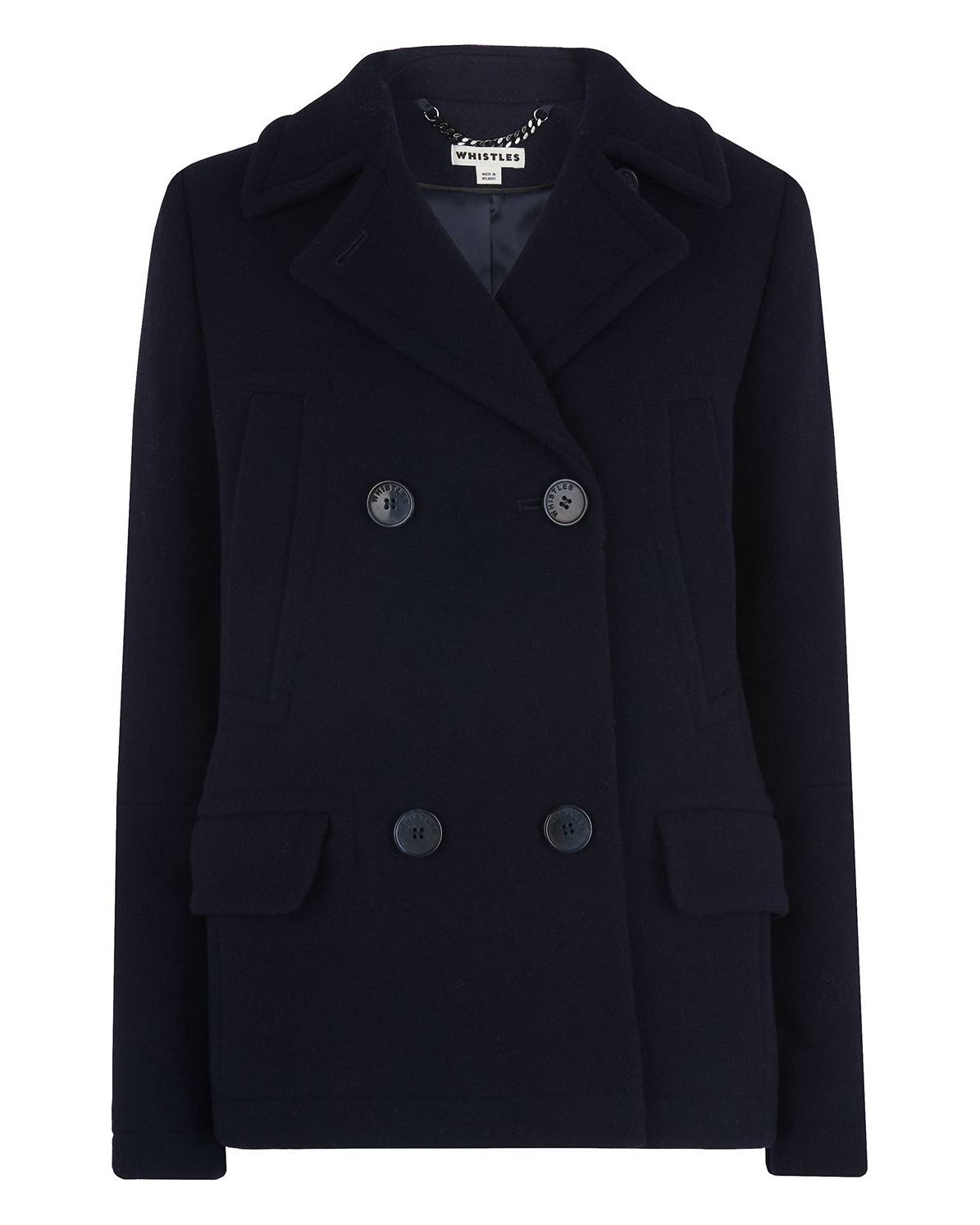 WHISTLES Short Pea Coat in Navy | endource