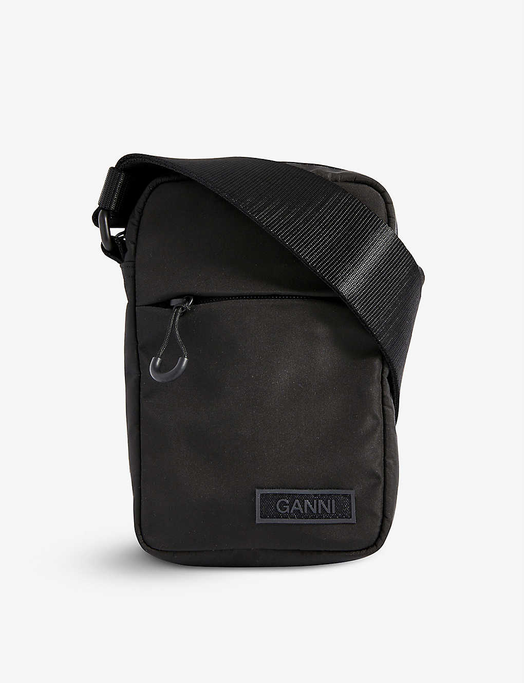 GANNI Mini Festival Brand-Appliqué Cross-Body Bag in BLACK | endource