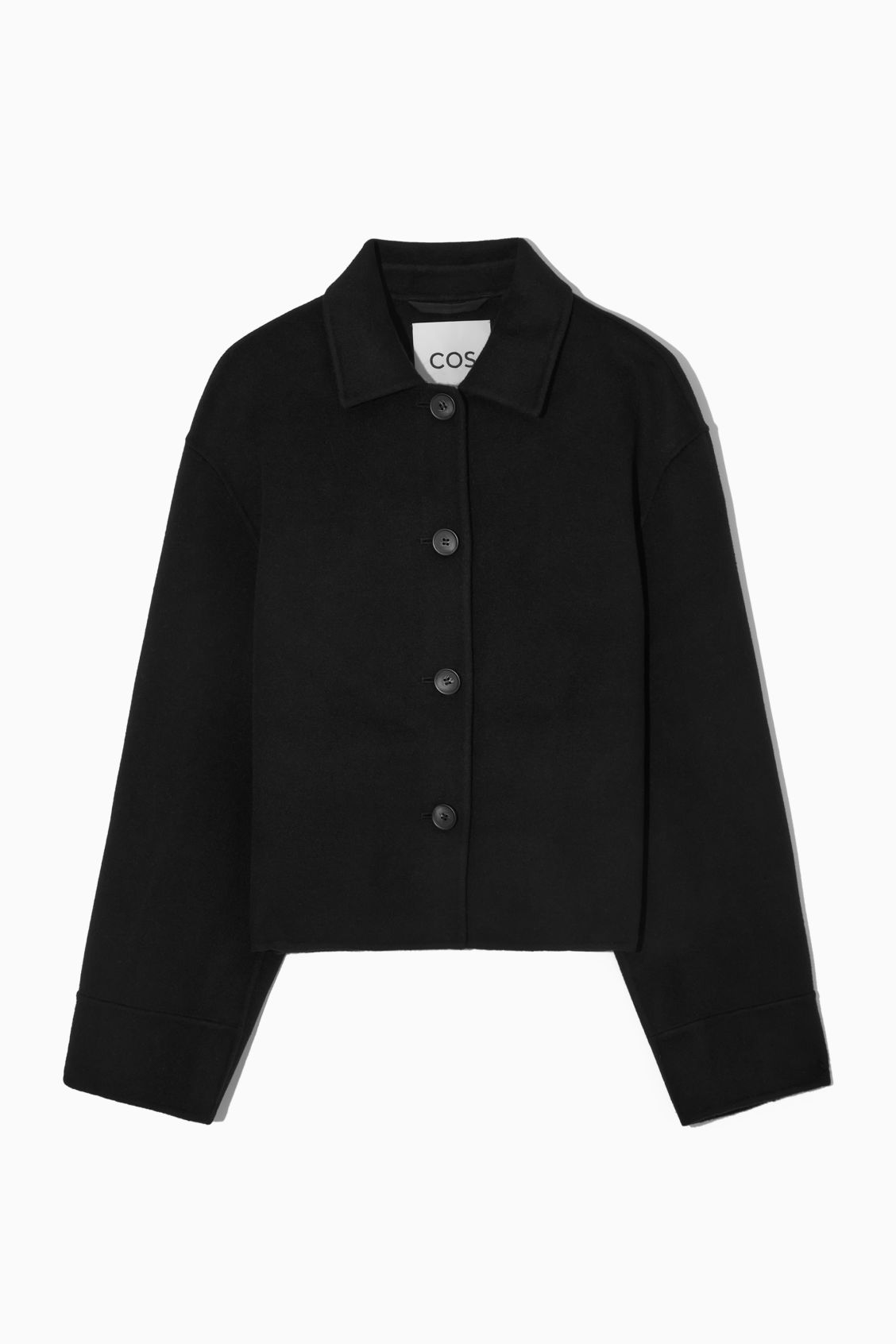 COS Boxy-Fit Double-Faced Wool Jacket in BLACK | endource