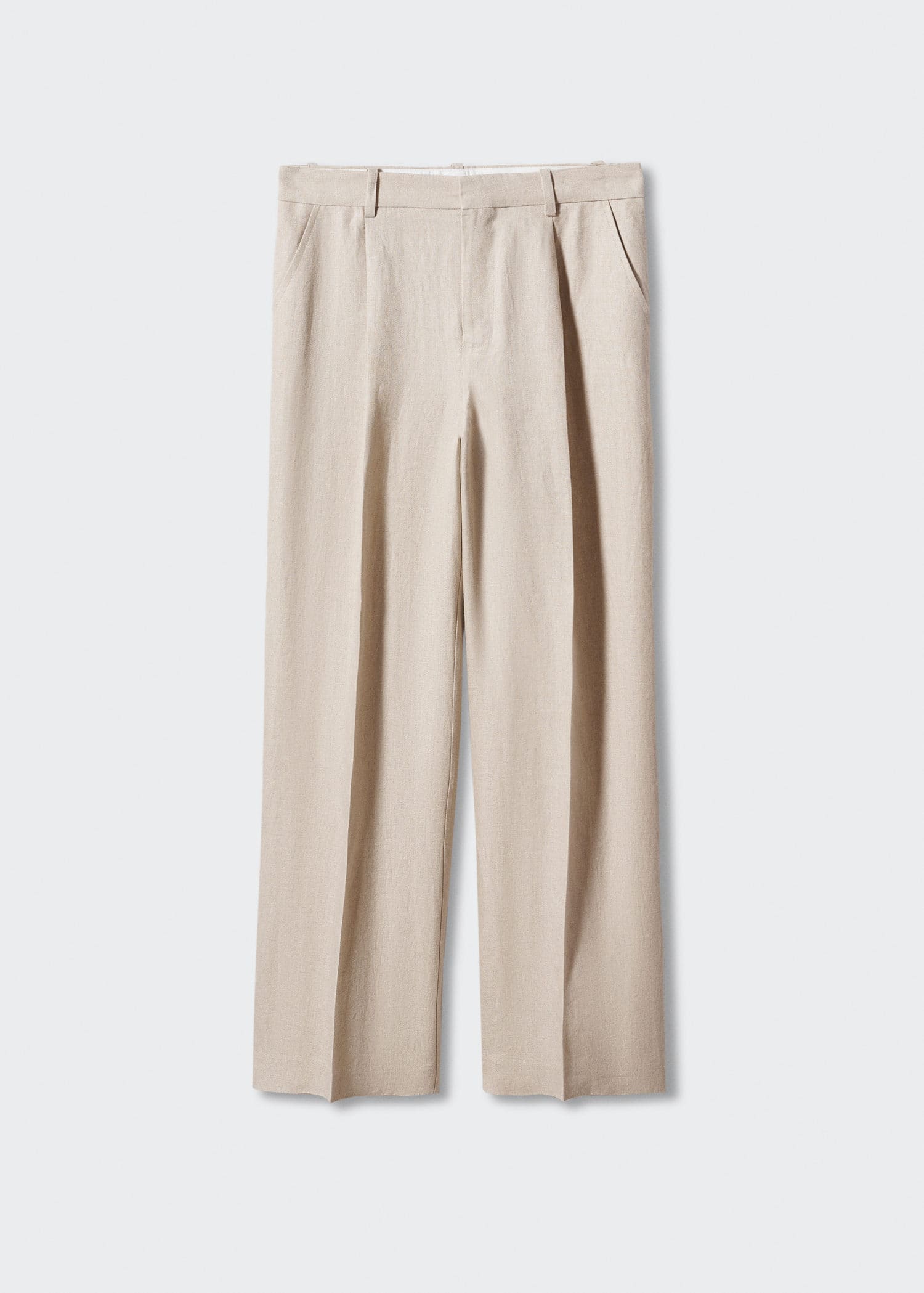 MANGO Linen Suit Trousers in Beige | endource