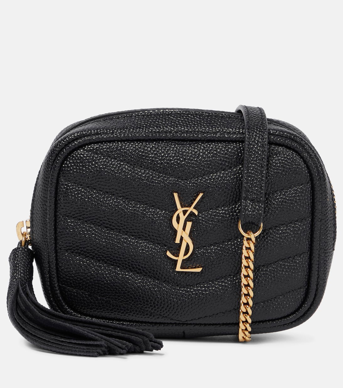 SAINT LAURENT Baby Lou Leather Belt Bag in Black | endource