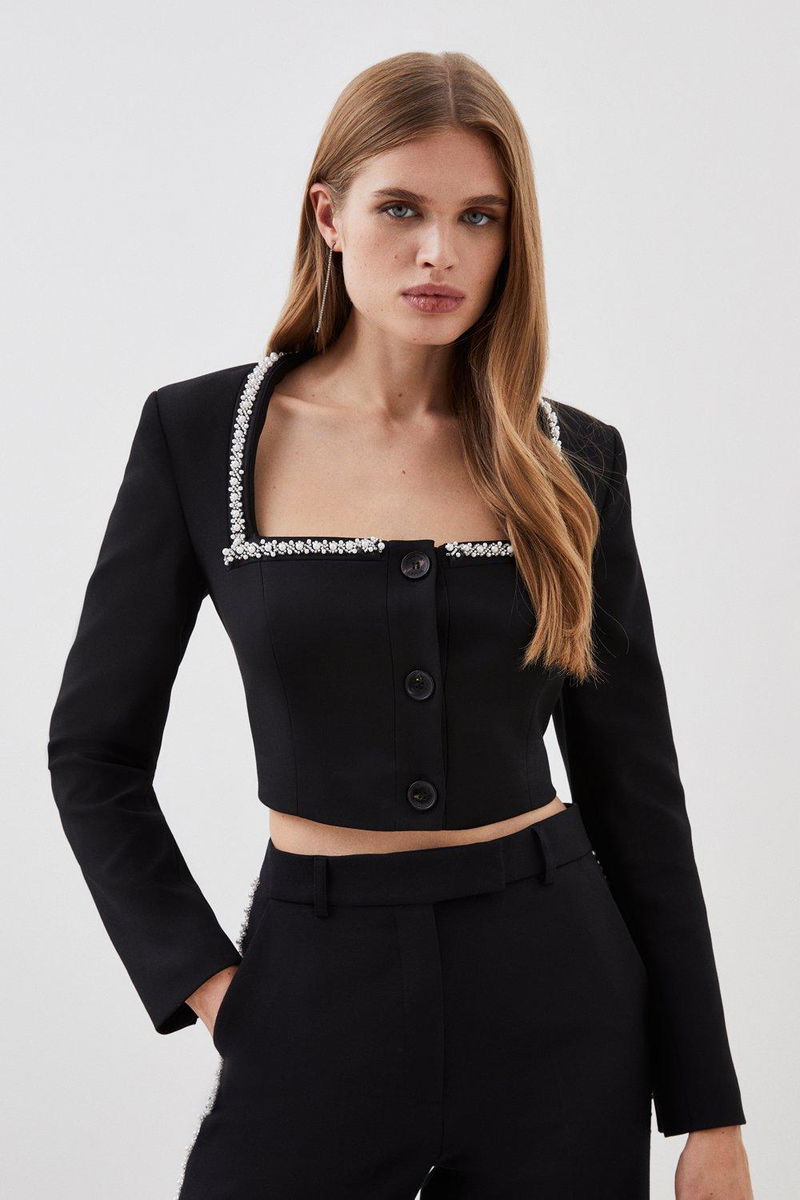 KAREN MILLEN Karen Millen x Lydia Millen - Tailored Compact Stretch ...