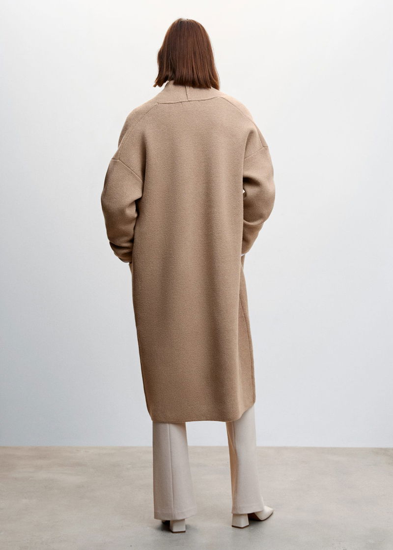 MANGO Oversized Knitted Coat With Pockets | endource