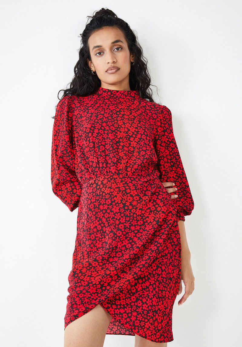 HUSH Meliha Mini Dress in Ombre Flower Black/Red | Endource
