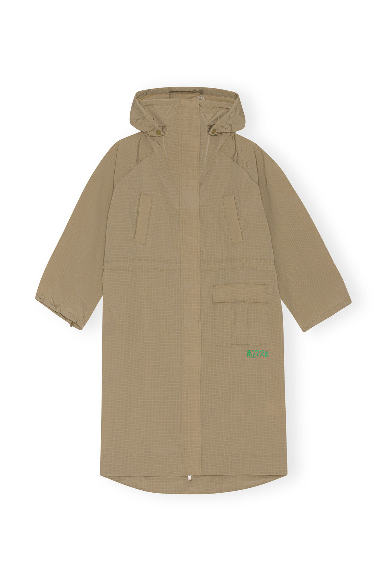 GANNI Parka Coat in Petrified Oak | endource