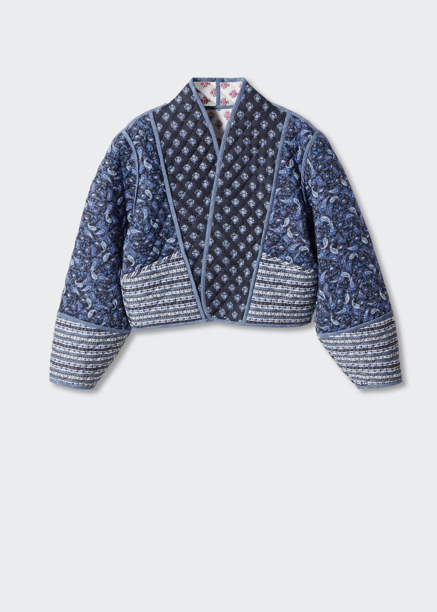 MANGO Quilted Reversible Jacket in Blue | endource