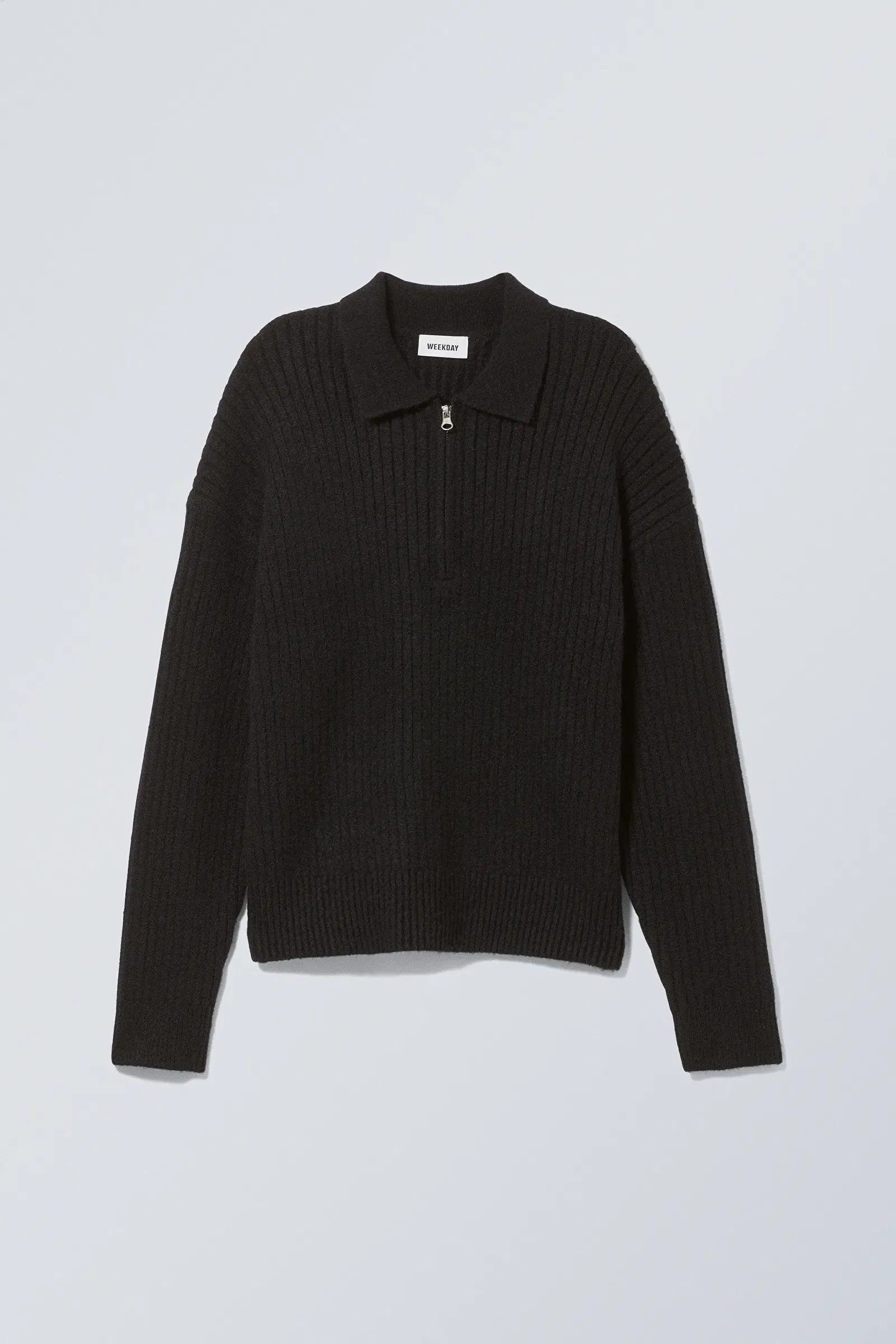 WEEKDAY Nicki Piké Sweater in Black | endource