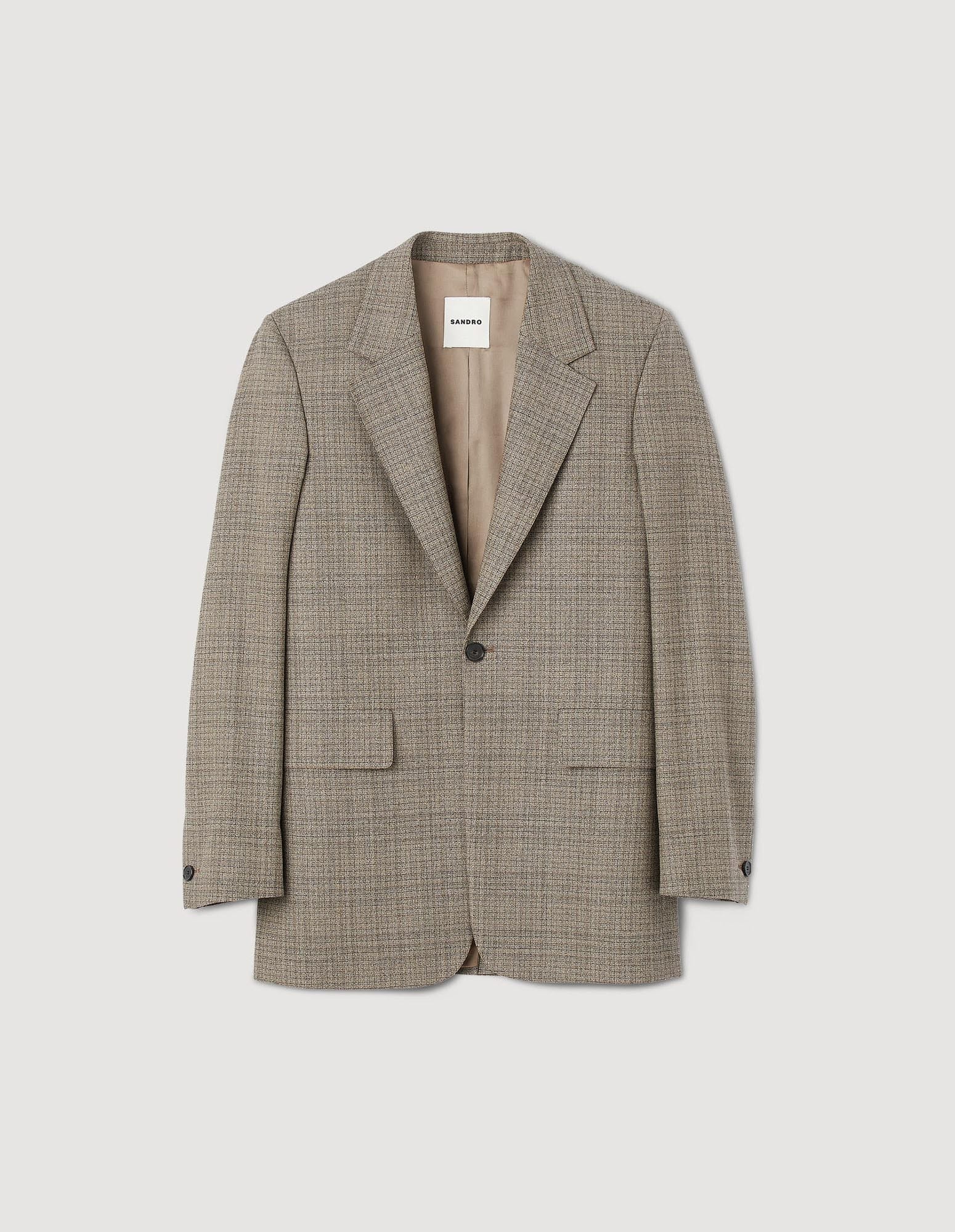 SANDRO Wool Checked Suit Jacket | endource