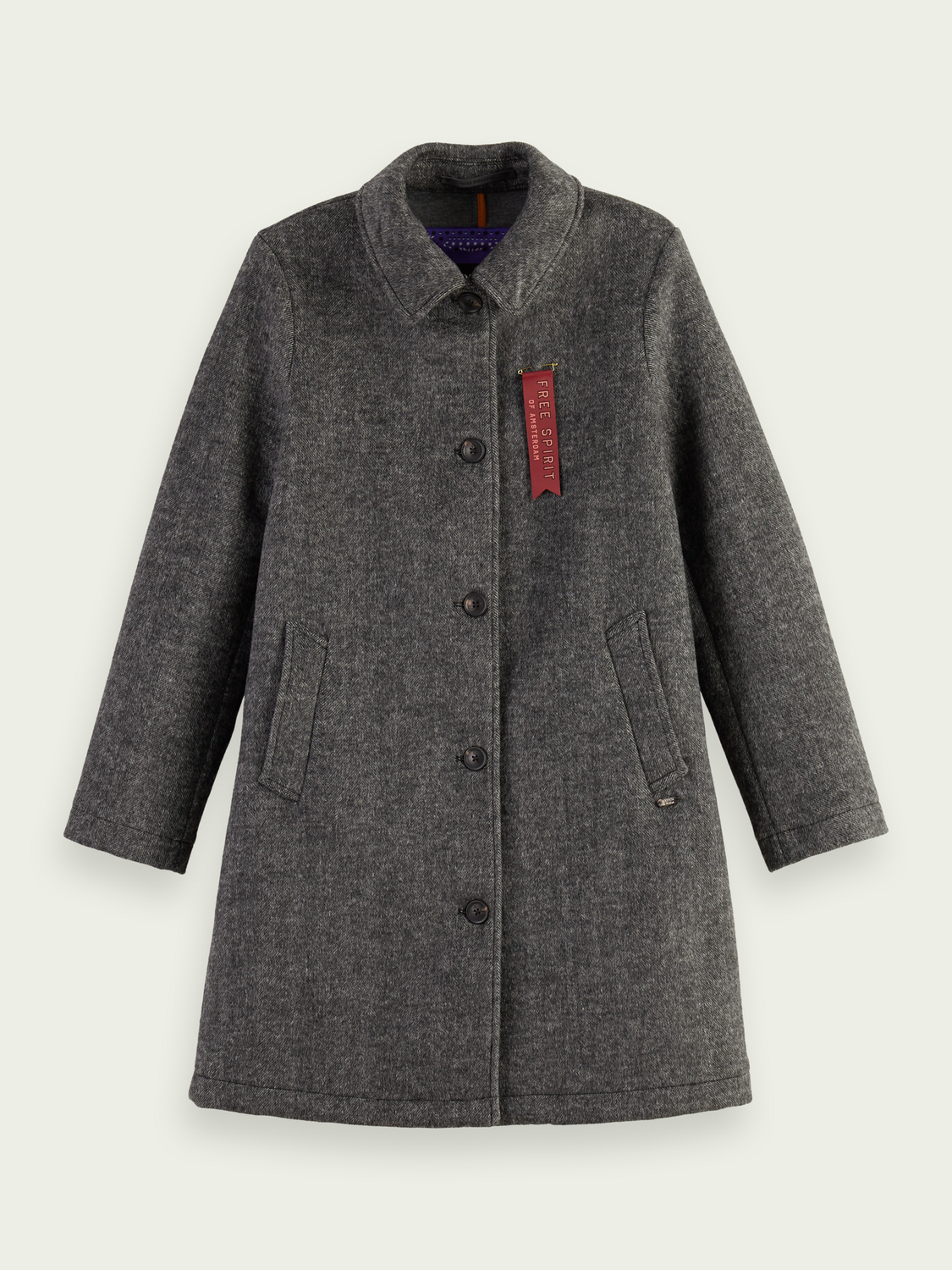 SCOTCH & SODA Wool-Blended Tailored Coat in Black Sky Herringbone ...