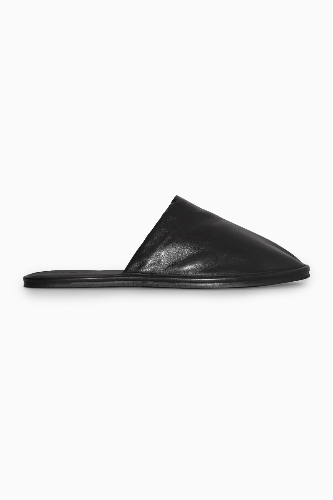 COS Fleece-Lined Leather Slippers in BLACK | Endource