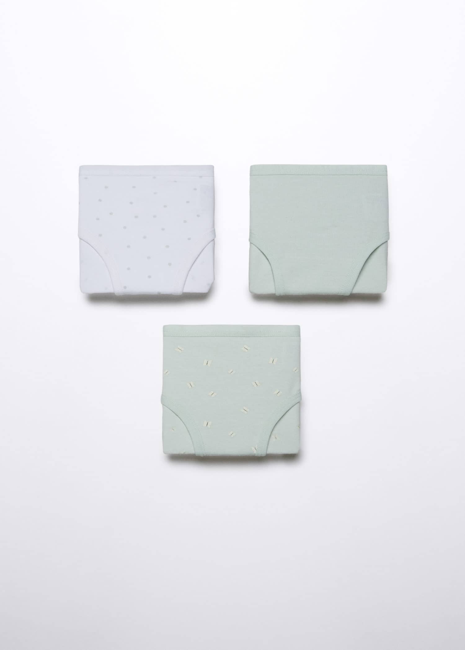 Mango 3 Pack Cotton Panties In Pastel Green Endource