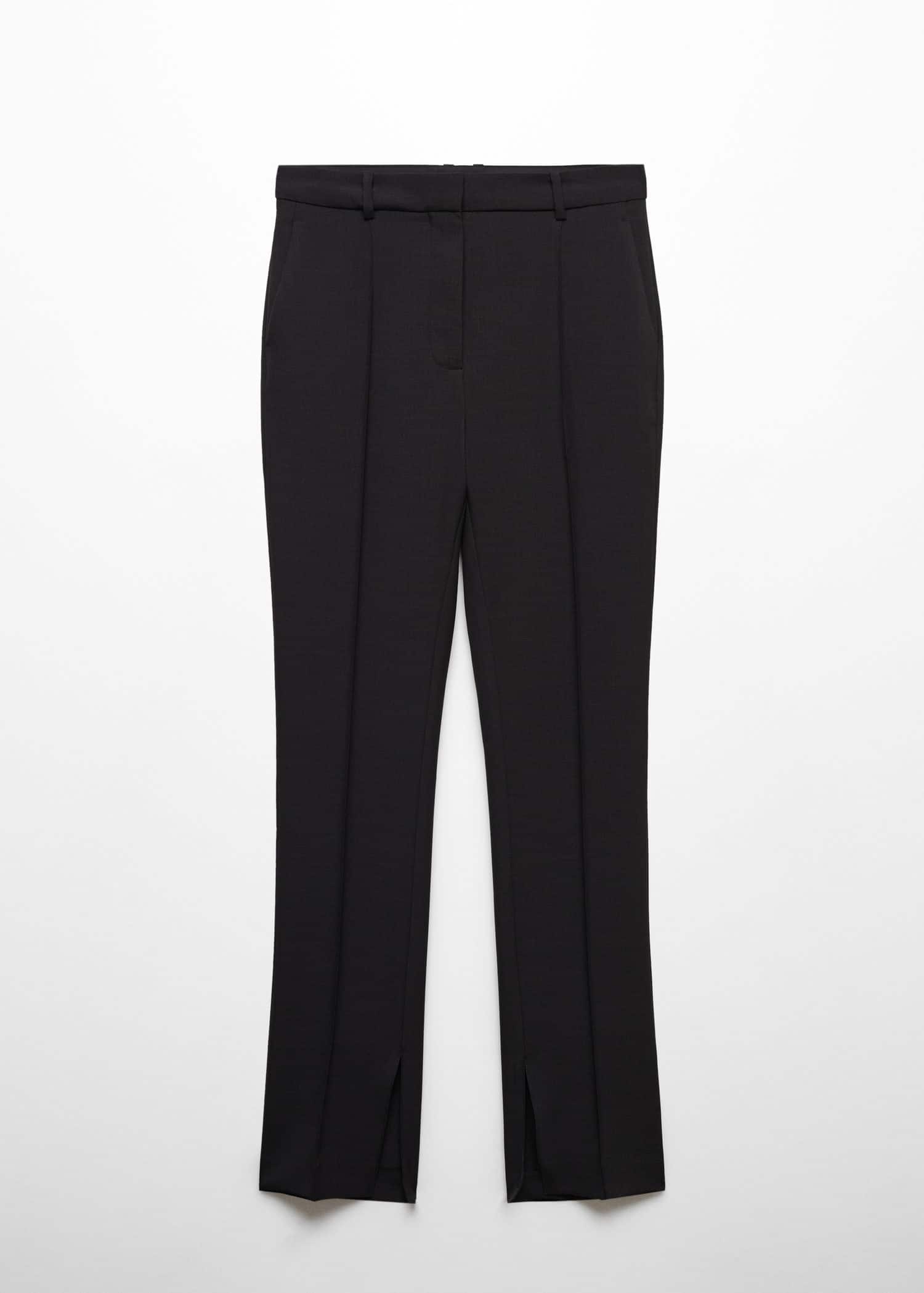 MANGO Side Slit Suit Trousers in Black | endource