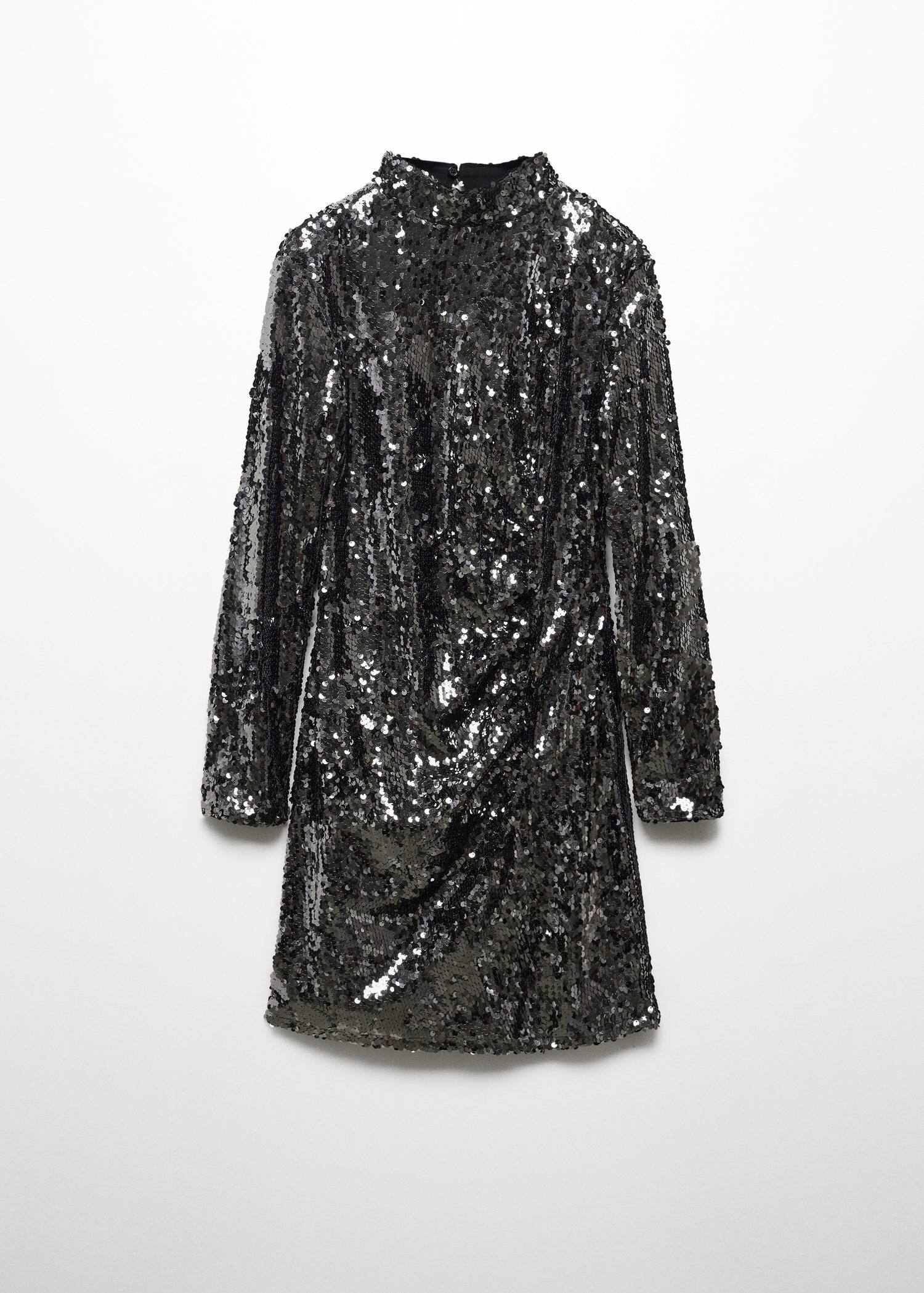 MANGO Sequined Halter Neck Dress in Silver | Endource